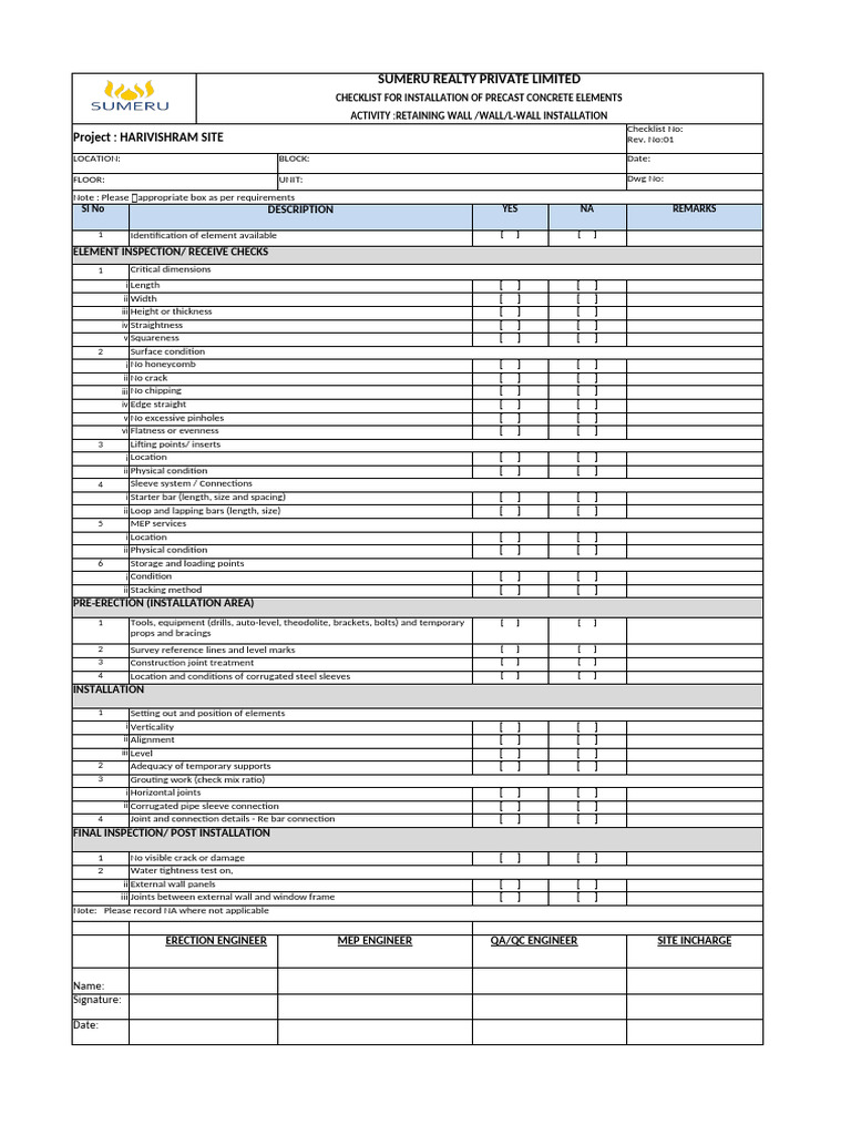 Installation of precast elements- Ret wall, Wall, L Wall Installation ...
