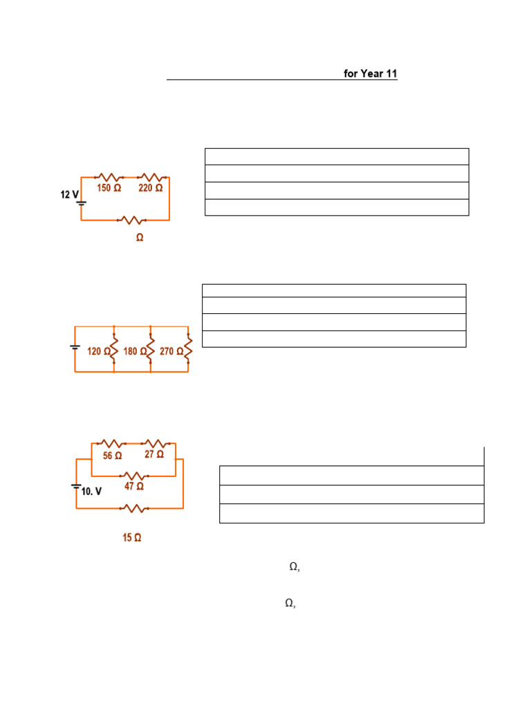 Series and Parallel Circuits Exercise | PDF