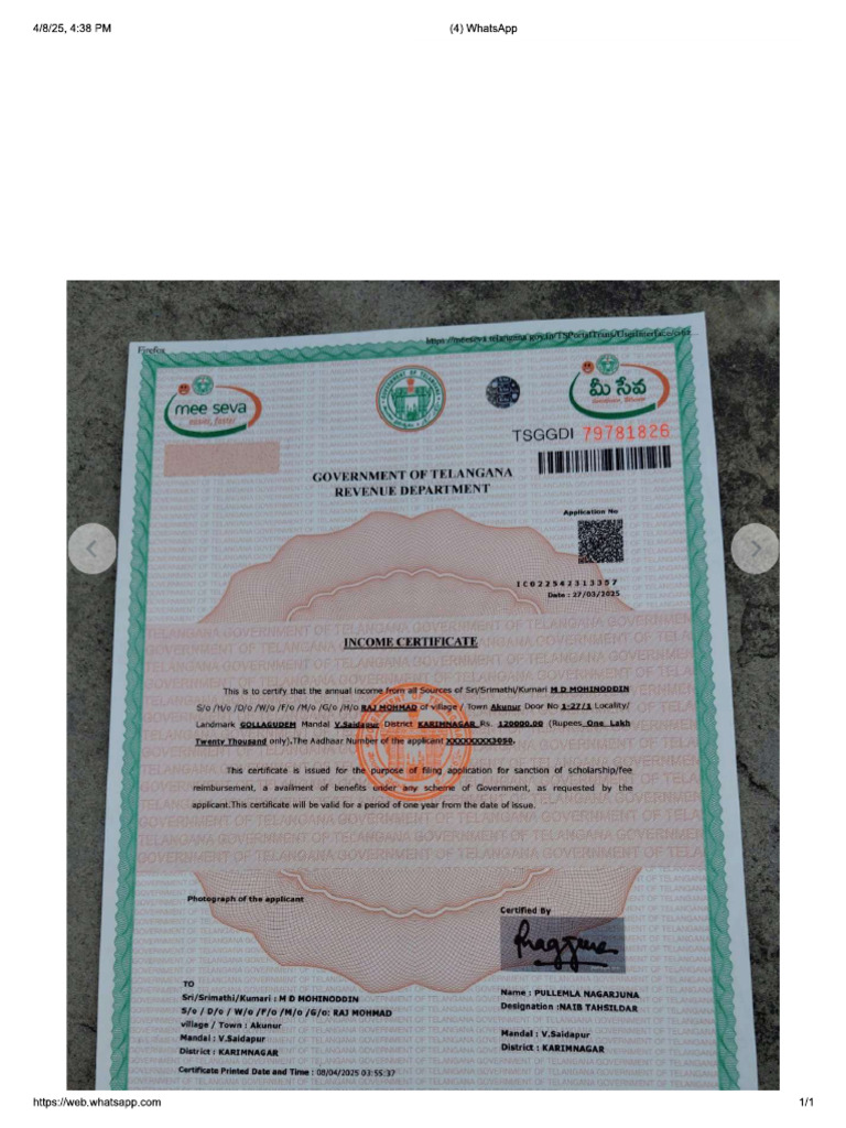 Income Certificate | PDF