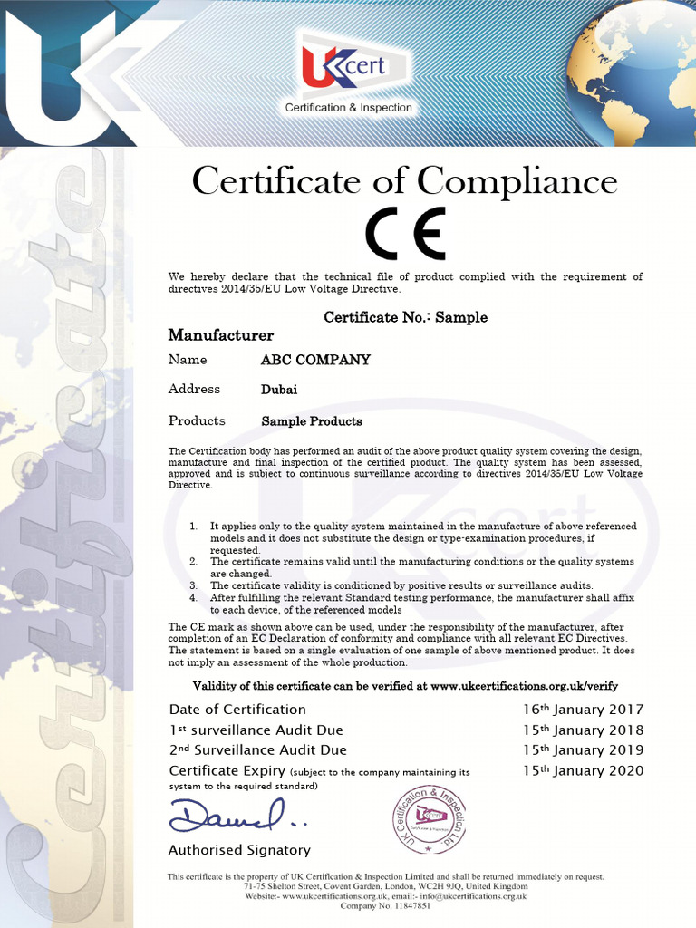 Ce Certificate | PDF