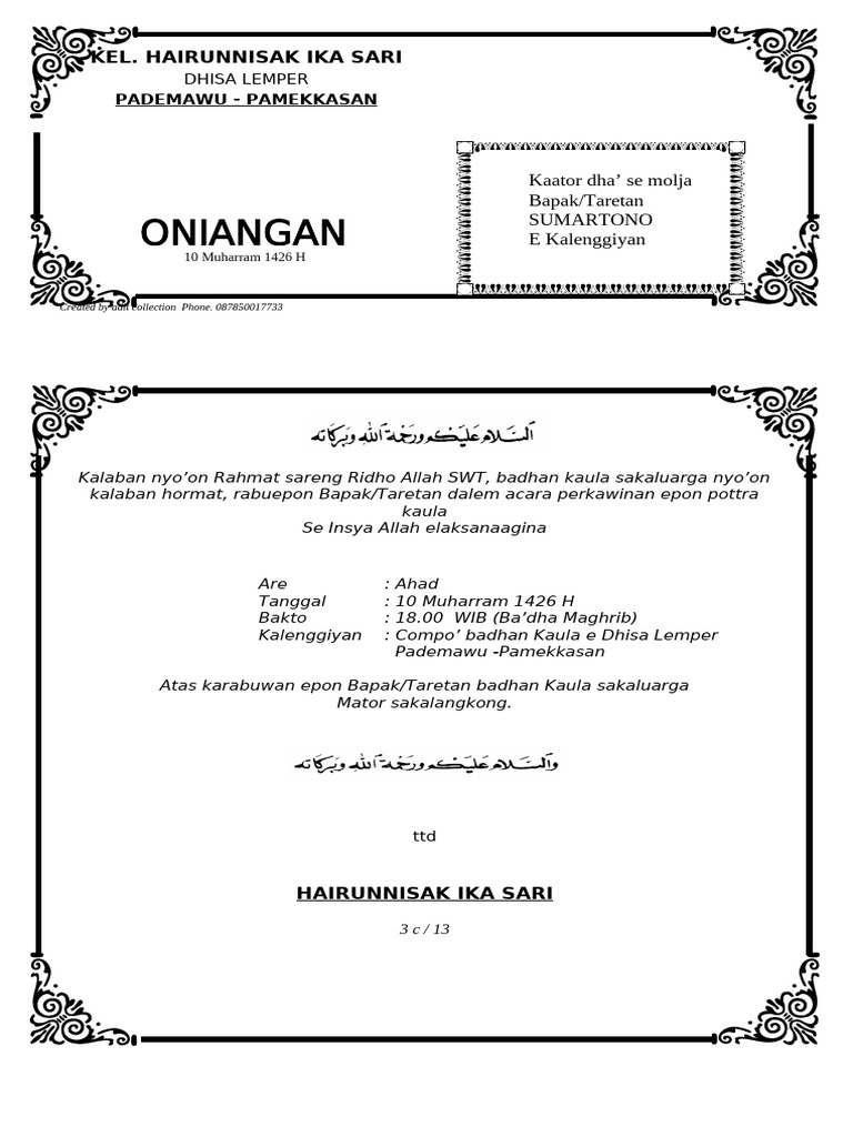 Model Undangan Madura 2 | PDF