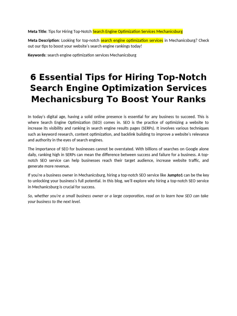 6 Essential Tips For Hiring Top-Notch Search Engine Optimization ...