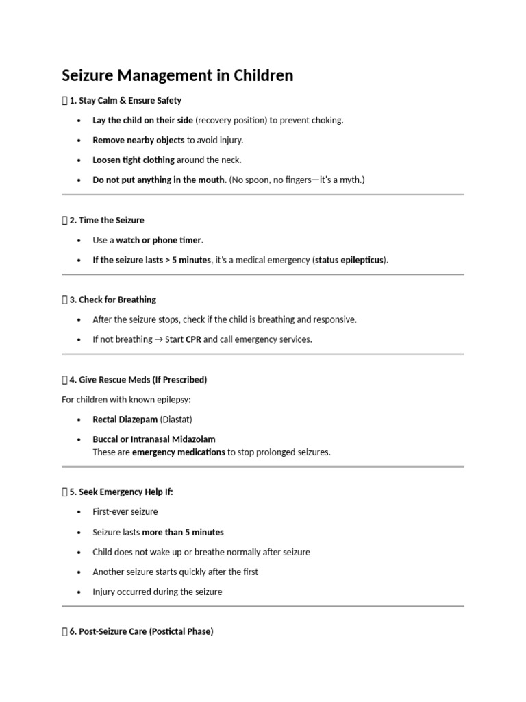Seizure Management Guidelines for Children | PDF