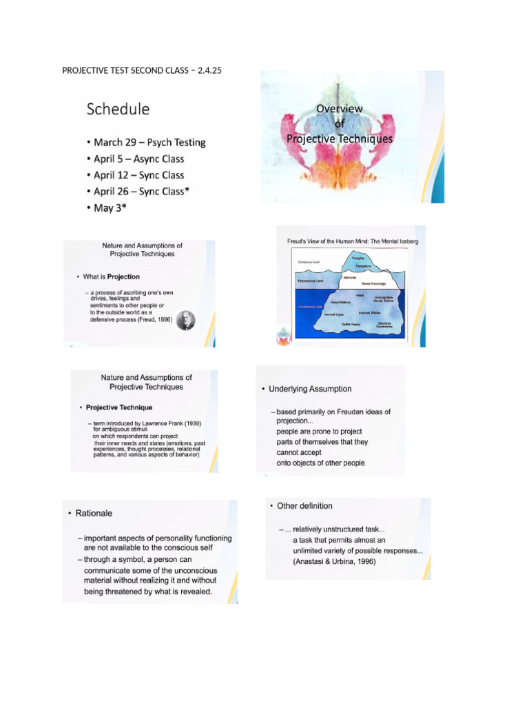 Projective Test Second Class | PDF