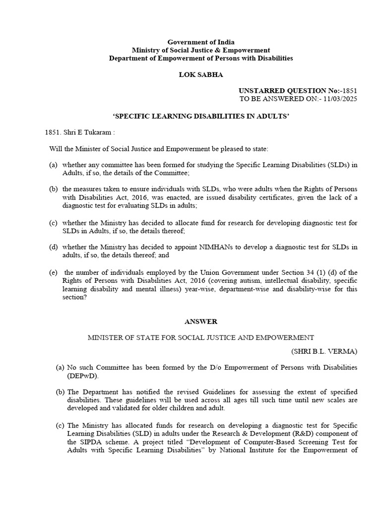 SLD Assessment in Adults | PDF | Learning Disability | Disability