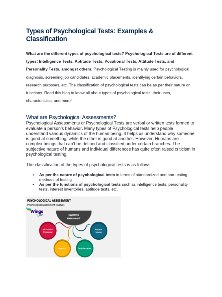 Types and Examples of Psychological Tests | PDF | Psychological Testing ...