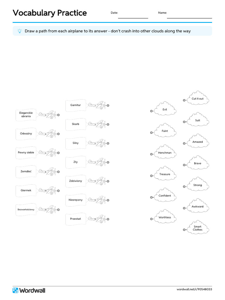 Vocabulary Practice Airplane | PDF