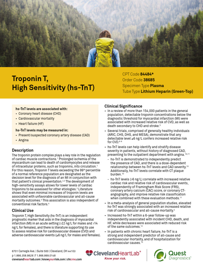 CHL Troponin T High Sensitivity Clinical | PDF | Myocardial Infarction ...