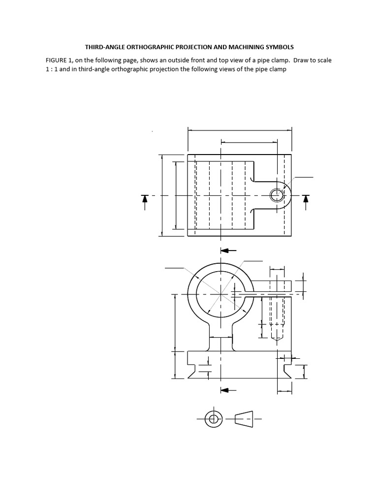 Third-Angle Orthographic Projection and Machining Symbols | PDF