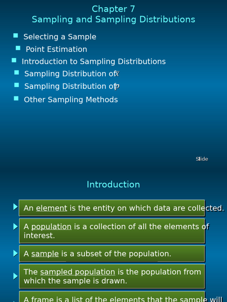 7 Sampling and Sampling Distribution (Class Version) | PDF | Estimator | Estimation Theory