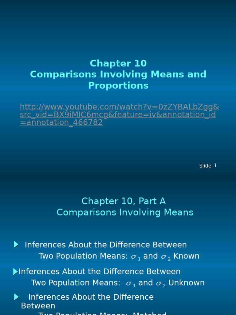 10 Comparisons Involving Means and Proportions (Class Version) | PDF | Standard Deviation ...