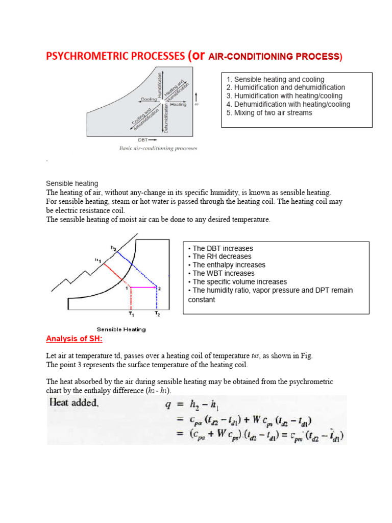 Psychrometric Processes: Air-Conditioning Process | PDF | Humidity ...