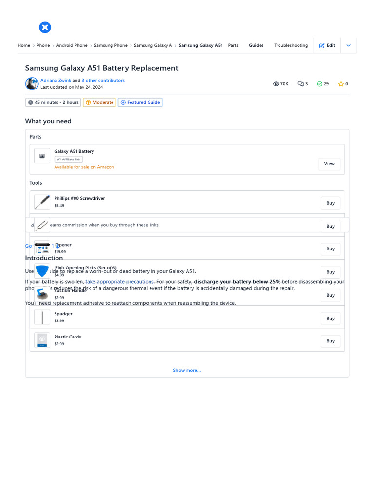Samsung Galaxy A51 Battery Replacement - Ifixit Repair Guide | PDF | Electrical Connector