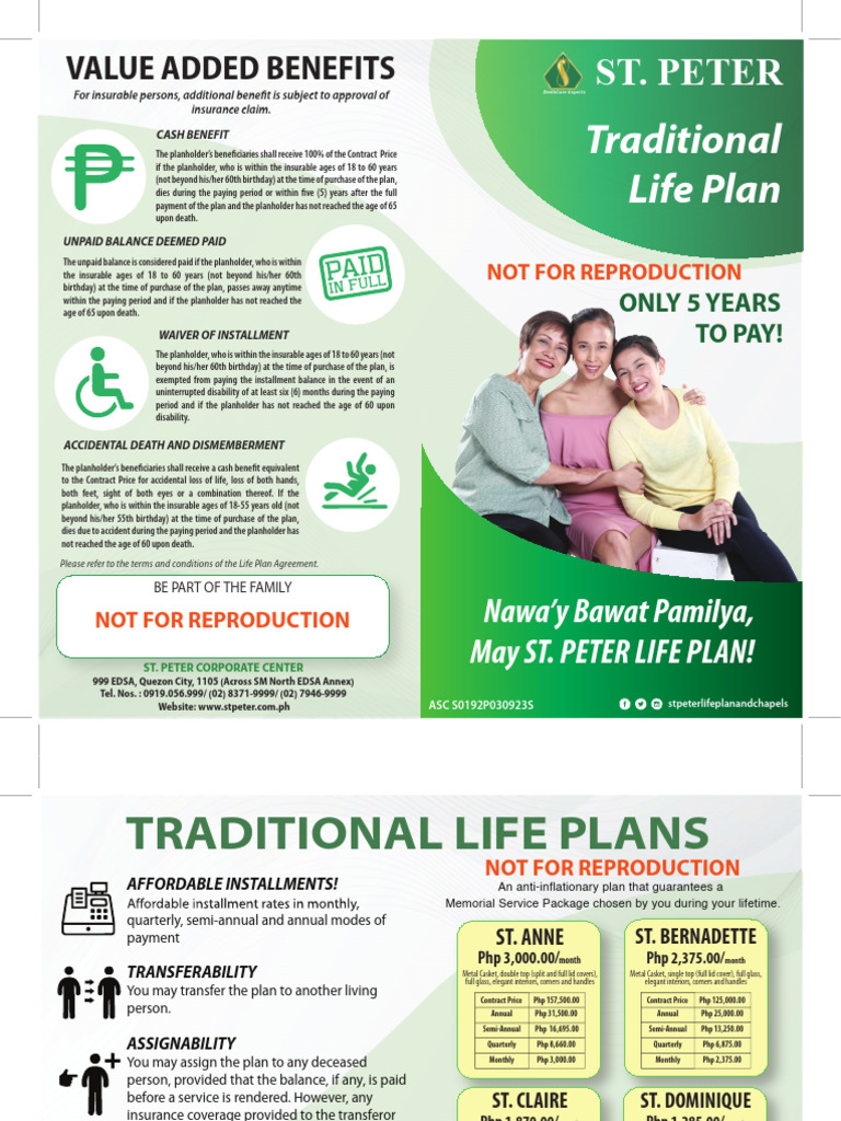ST Peter Traditional Life Plan Brochure | PDF | Financial Services