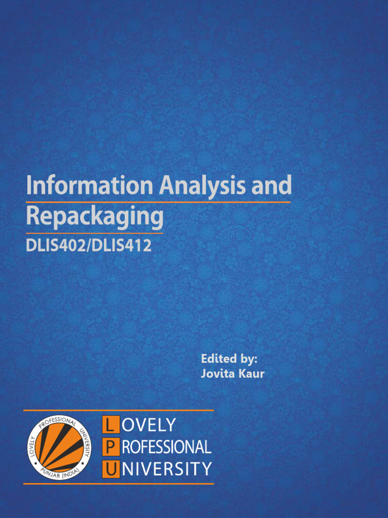 7508 Dlis412 Information Analysis and Repackaging | PDF | Archivist ...