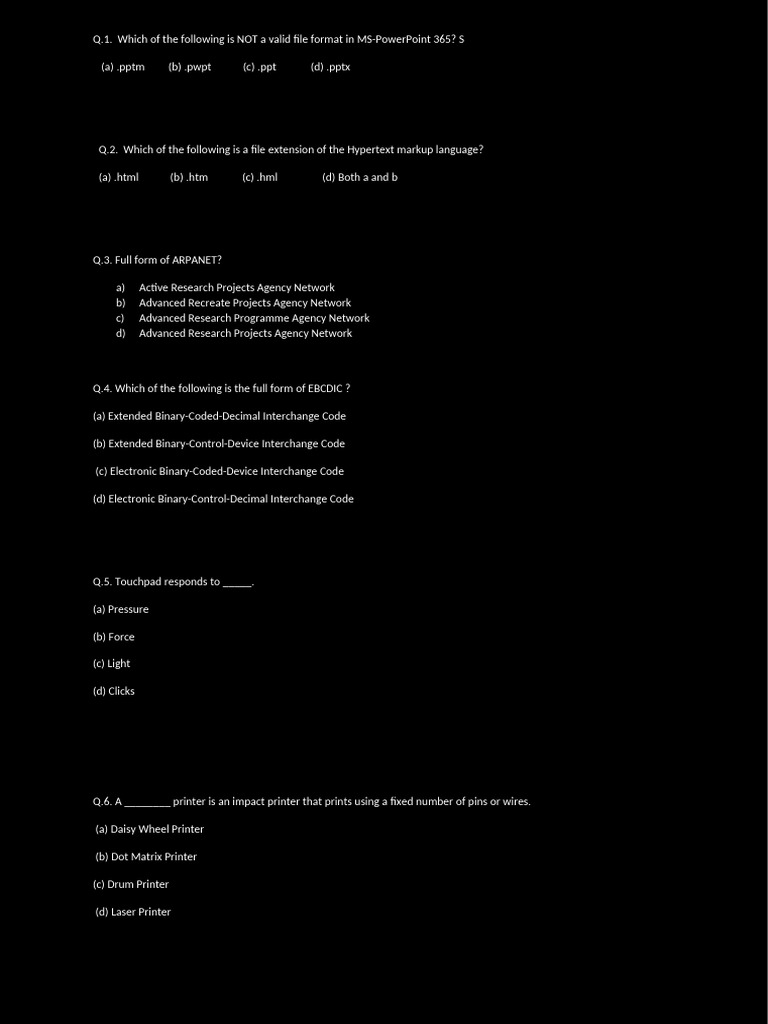 computer important mcq1 | PDF | Printer (Computing) | Office Work