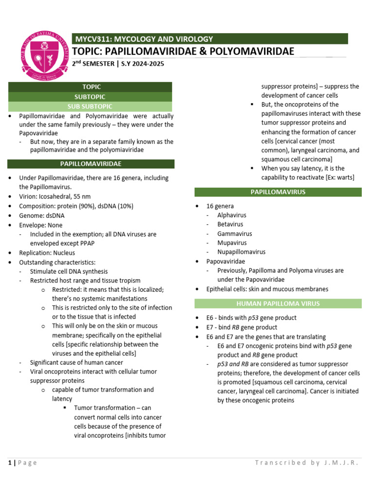 5 Papillomaviridae and Polyomaviridae 1 | PDF | Virus | Microbiology