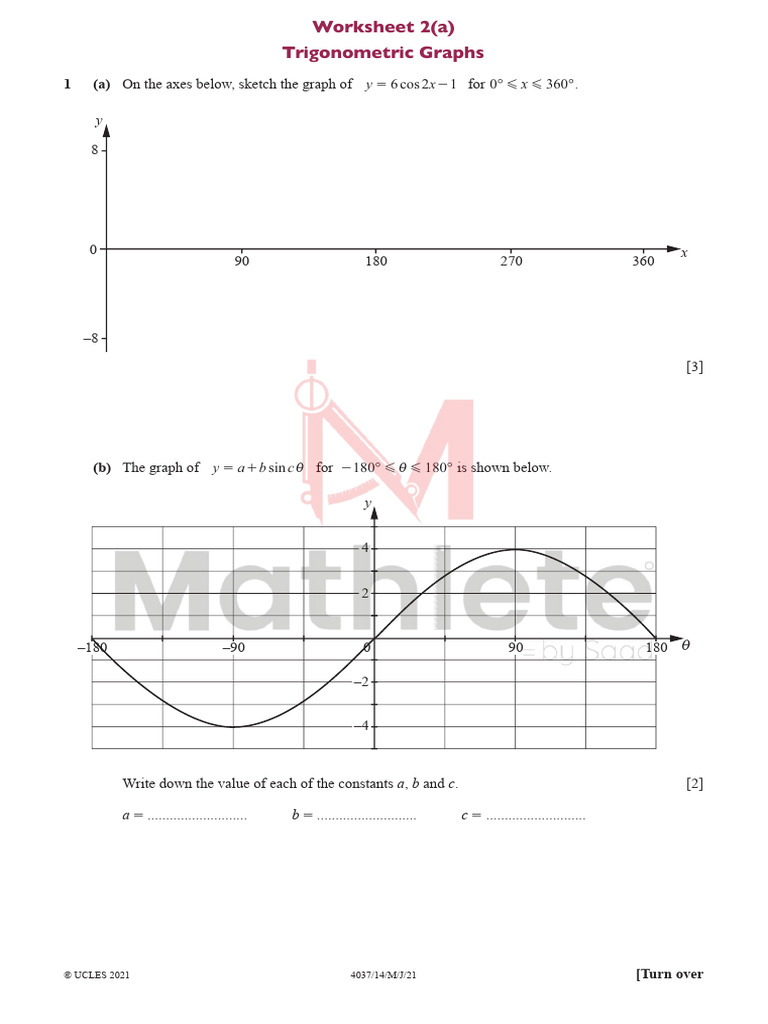 Trigonometric Graphs Worksheet | PDF | Trigonometry | Euclidean Geometry