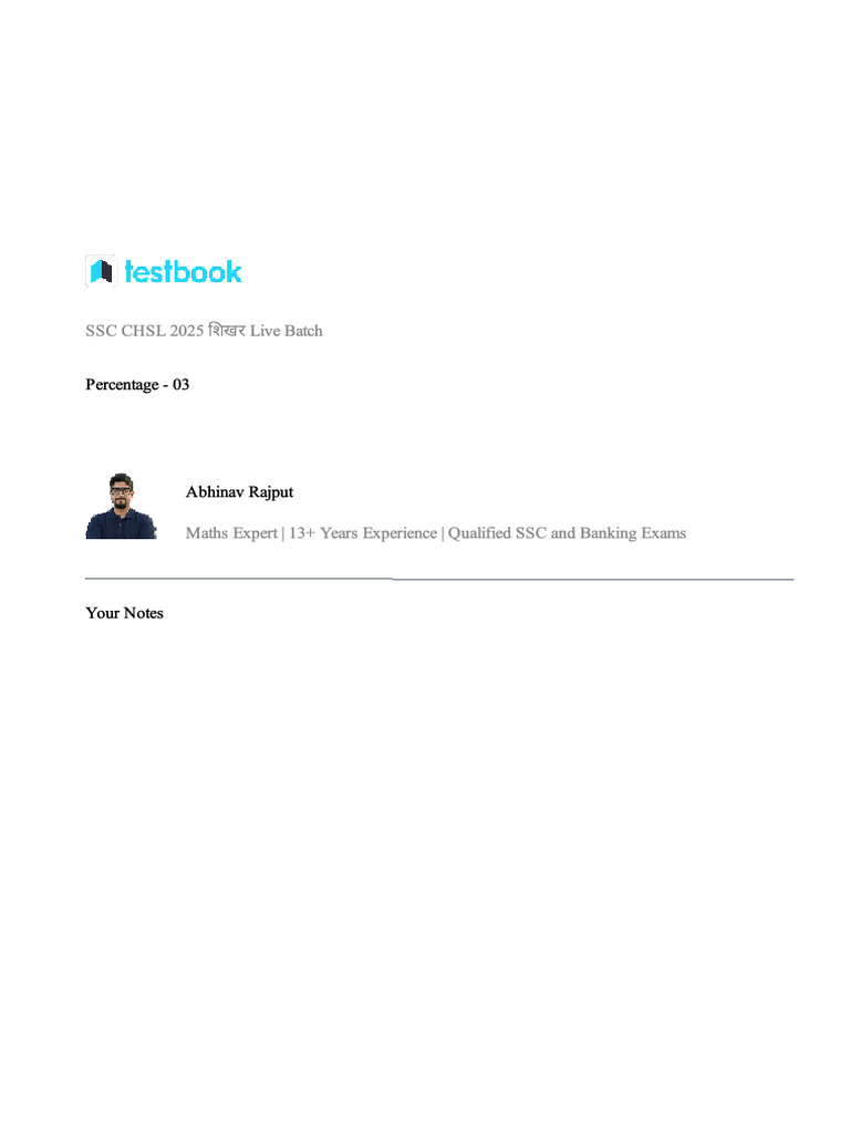 Percentage - 03 - Notes | PDF