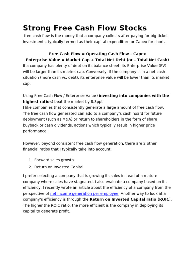 Top Free Cash Flow Growth Stocks | PDF | Free Cash Flow | Equity (Finance)