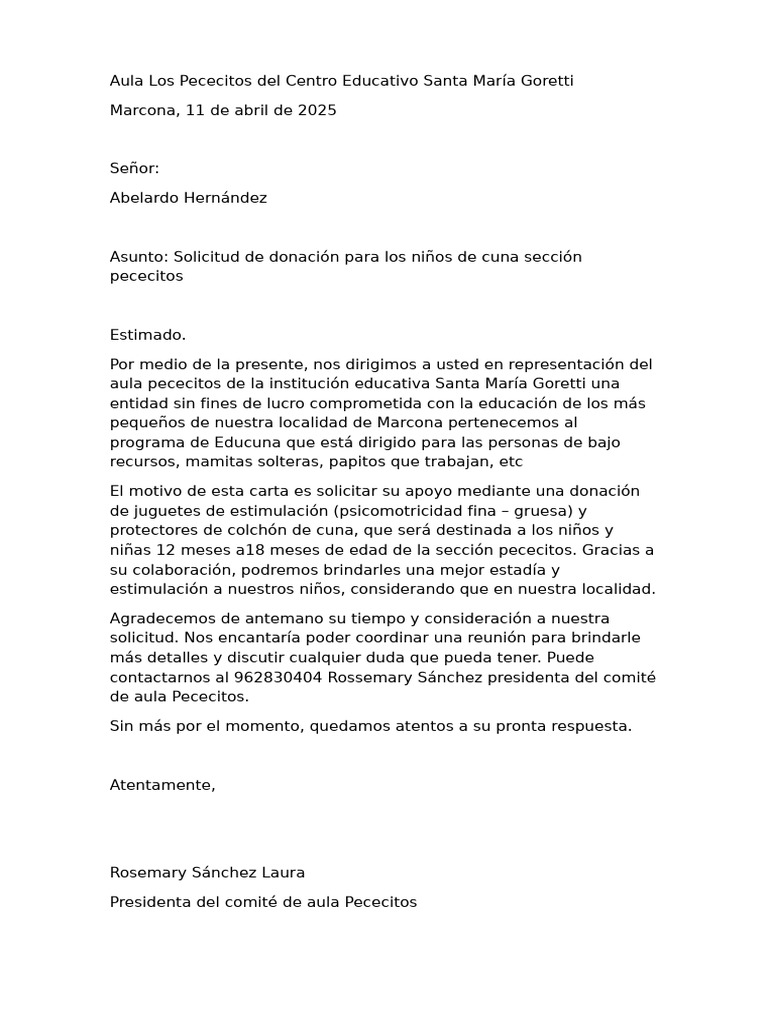 Solicitud de Donacion | PDF