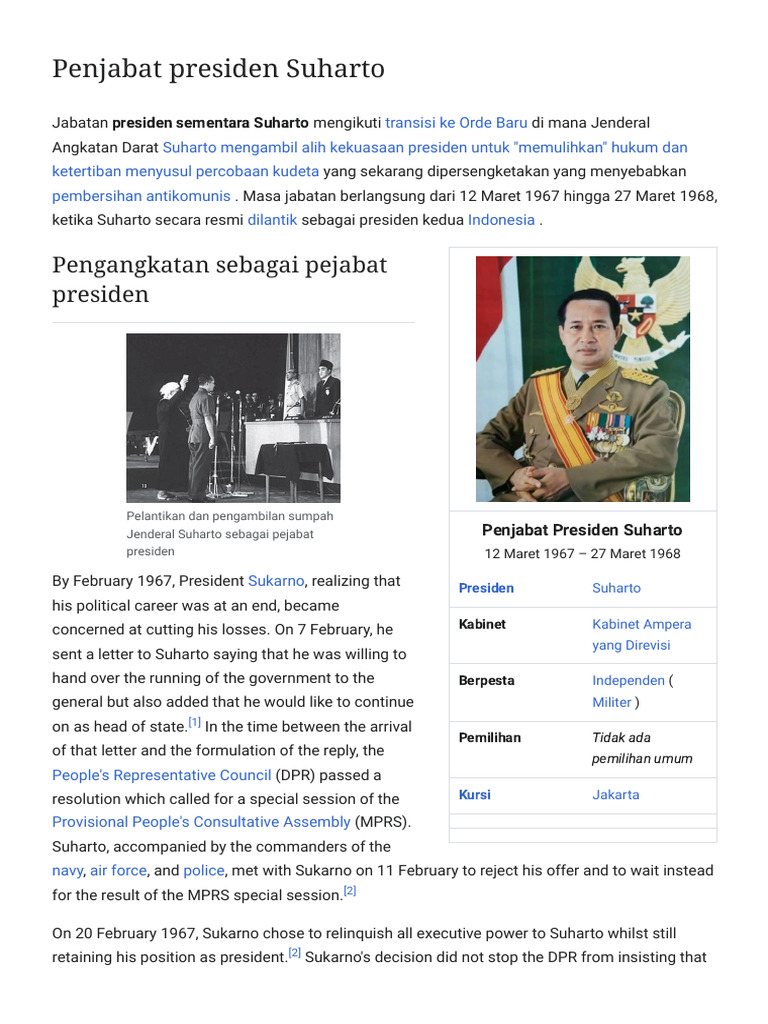 Penjabat presiden Suharto - Wikipedia | PDF | Taxes | Indonesia
