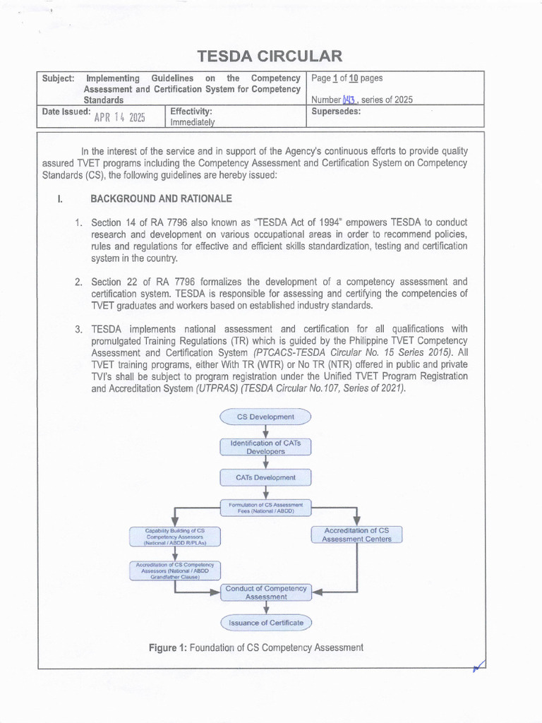 TESDA Circular No. 043-2025 | PDF | Vocational Education | Certification