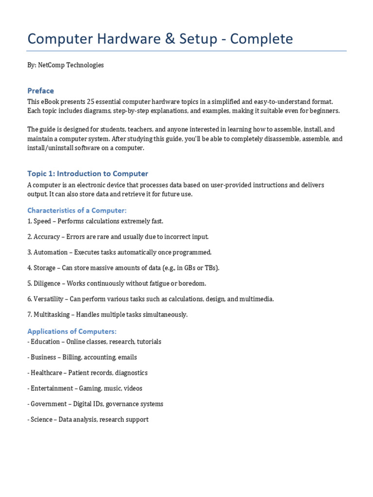 Computer Hardware and Its Assembling From Scratch in Simple Steps | PDF | Read Only Memory ...