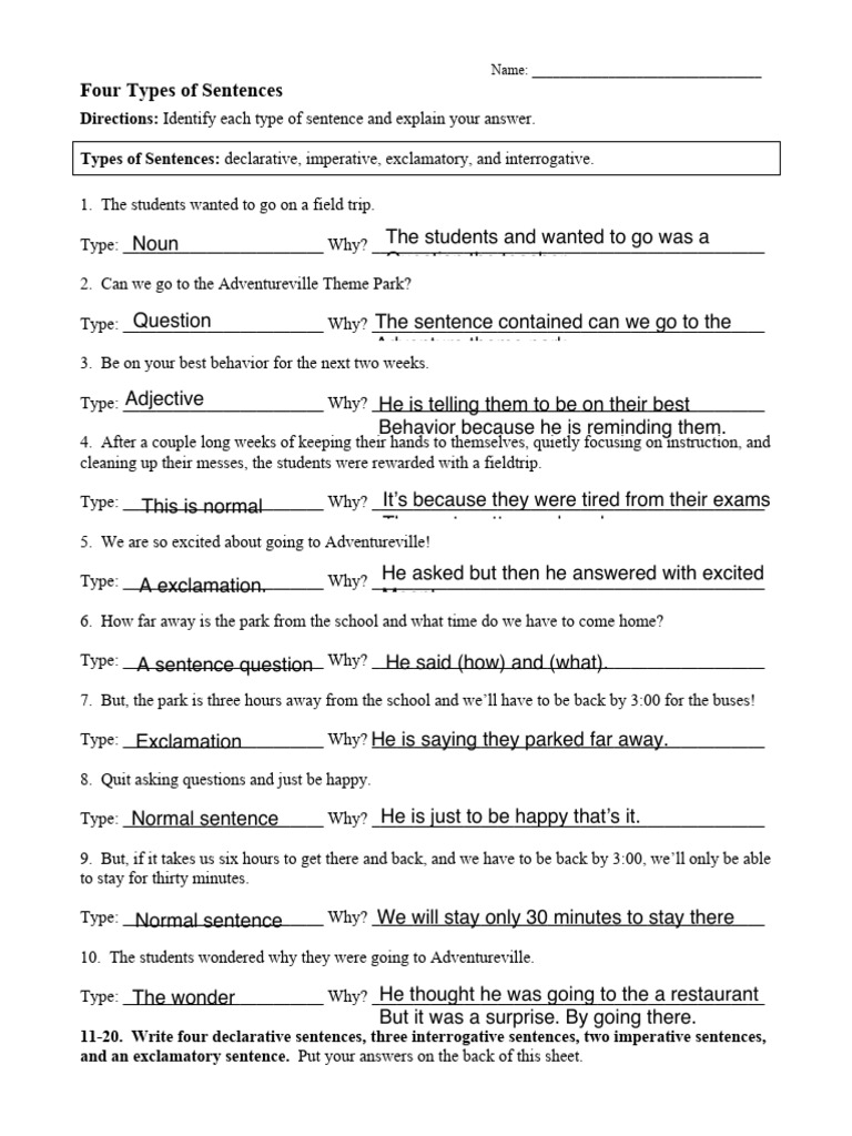 Types of Sentences Explained | PDF | Question | Sentence (Linguistics)
