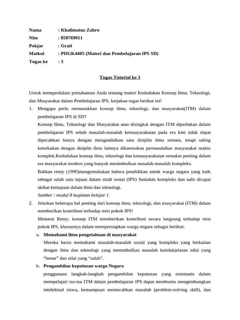 Tugas 3 - PDGK4405 - Khalimatuz Zahro | PDF