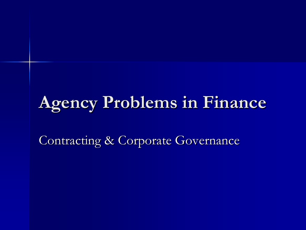 Agency Problems & Corporate Governance | PDF | Equity (Finance ...