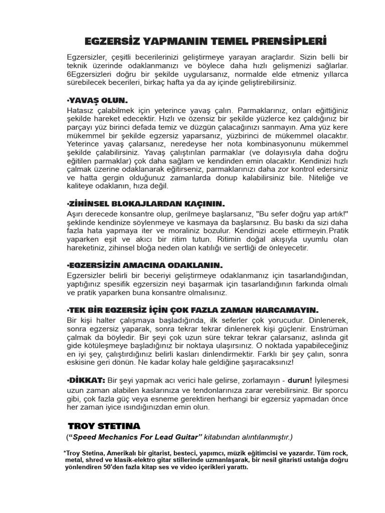 Egzersiz Yapmanin Temel Prensipleri | PDF