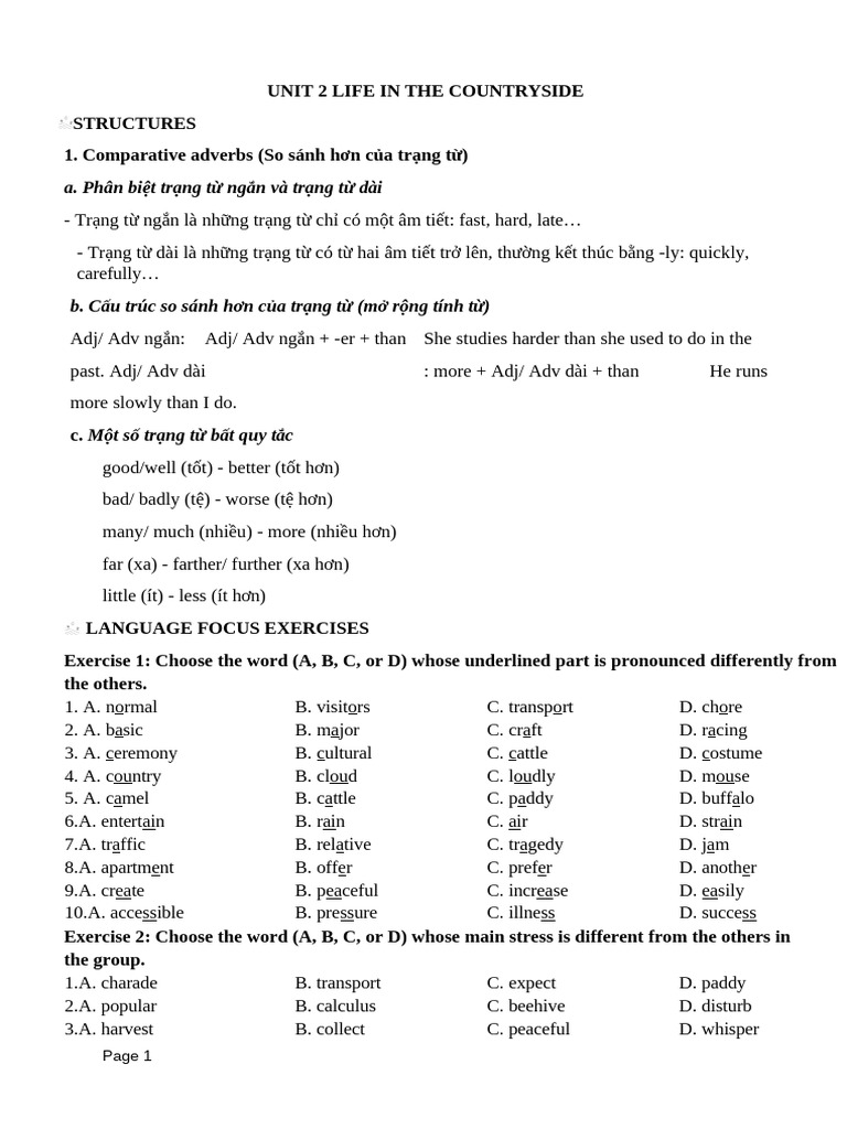 Unit 2 Life in The Countryside | PDF | Rice