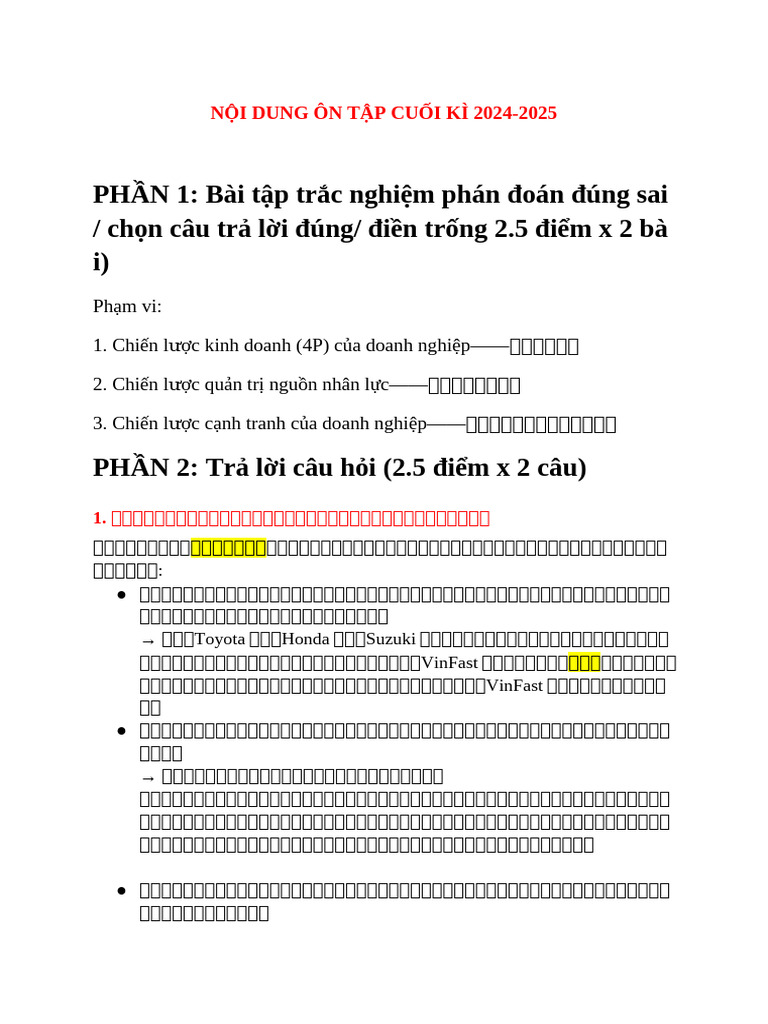 (QTDN) Đề cương cuối kì | PDF