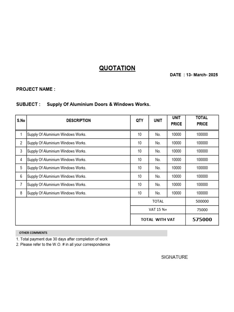 Aluminium Doors & Windows Works. | PDF