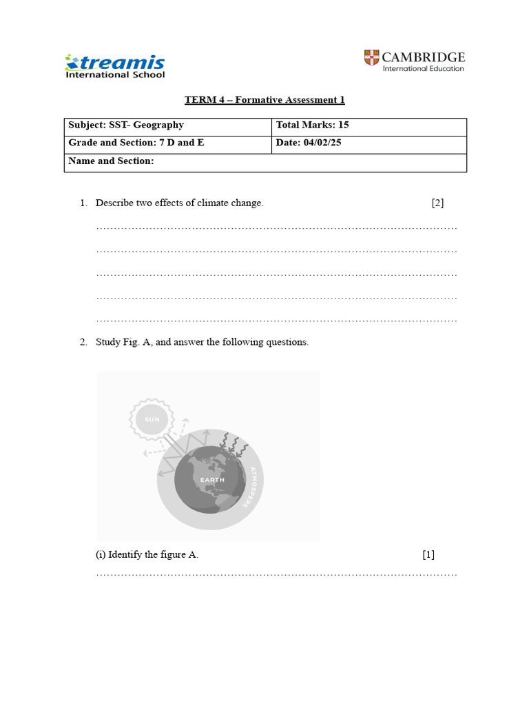 TERM 4 - Formative Assessment 1 - SST G7 Geo | PDF | Human Impact On ...