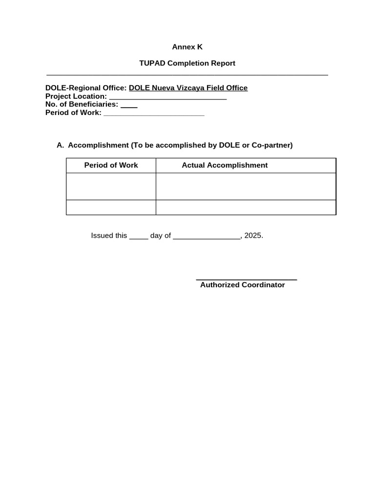 Completion Report Annex K | PDF