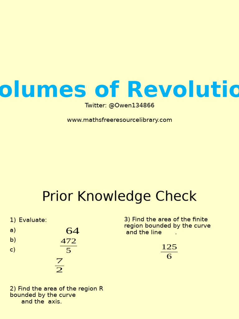 5) Volumes of Revolution | PDF | Volume | Cartesian Coordinate System