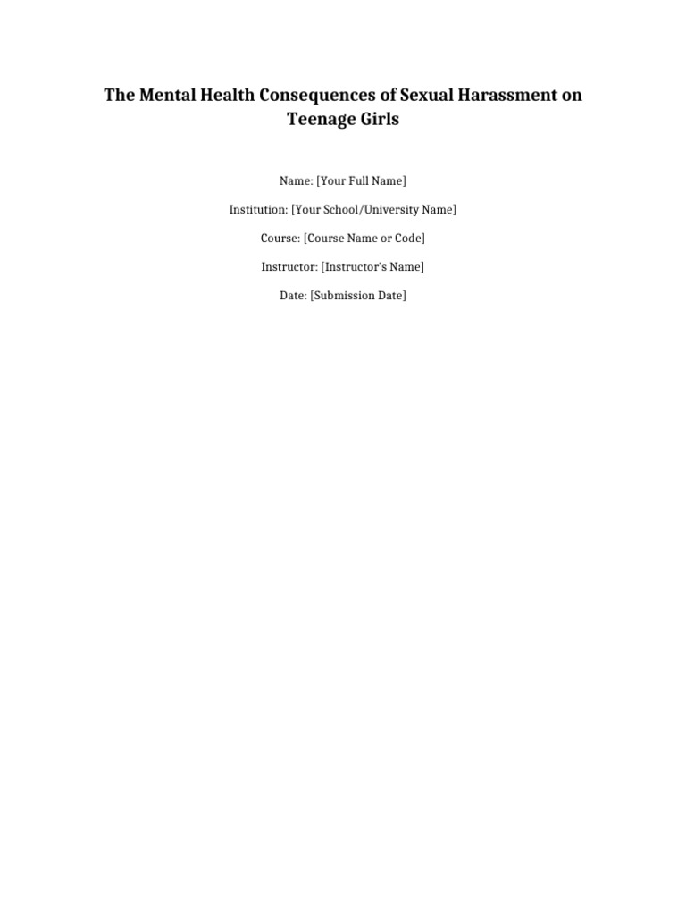 Mental Health Effects of Harassment on Teens | PDF | Adolescence ...