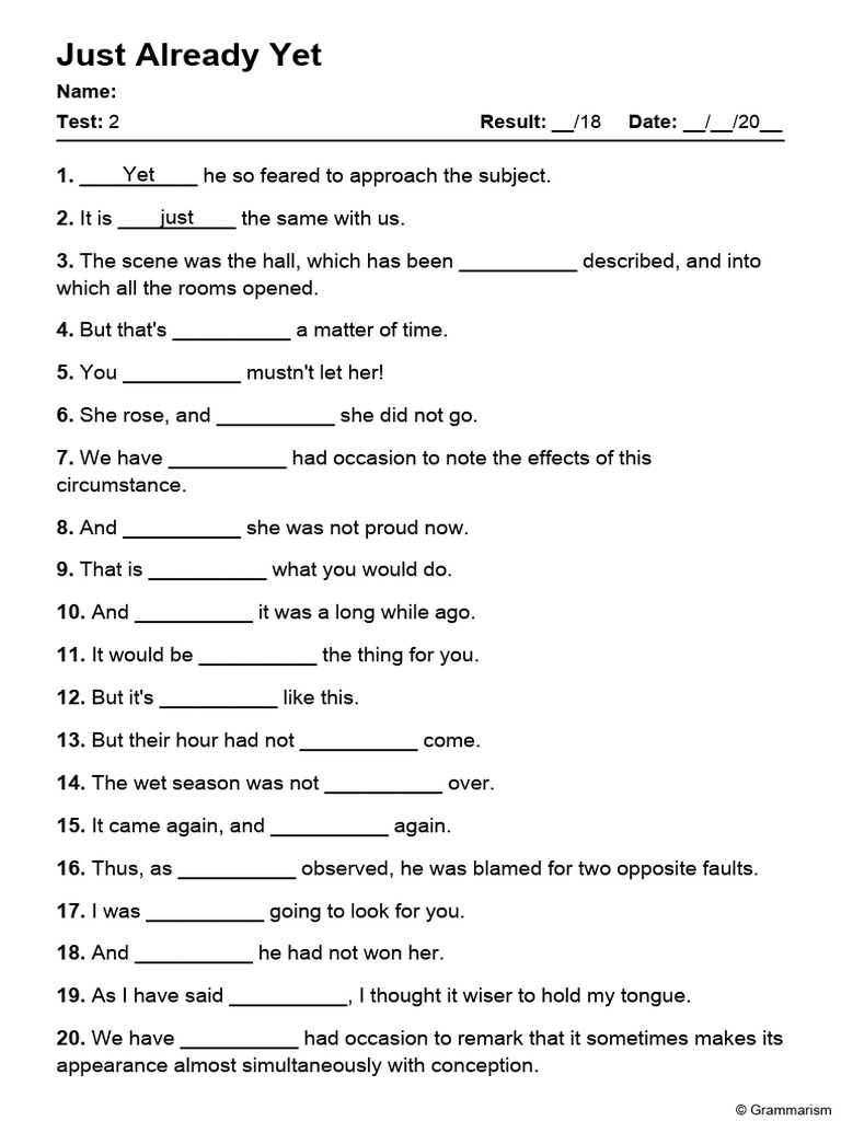 Understanding "Just," "Already," "Yet" | PDF