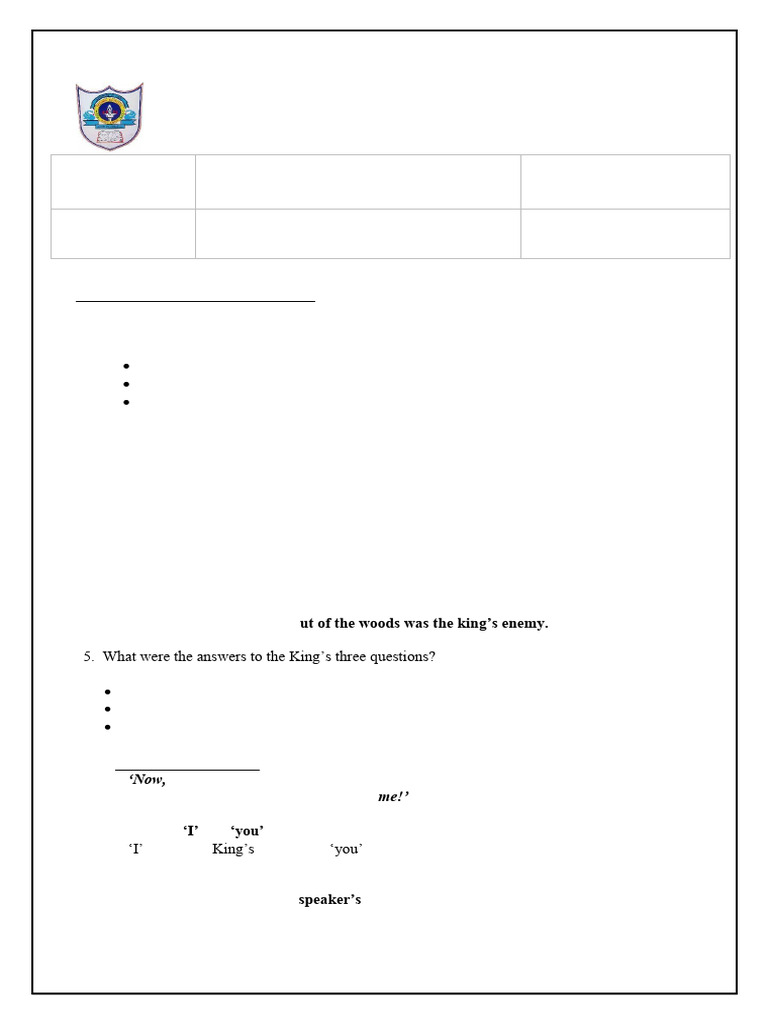 8736377-The Three Questions-QB & Answer Key (2023-24) | PDF