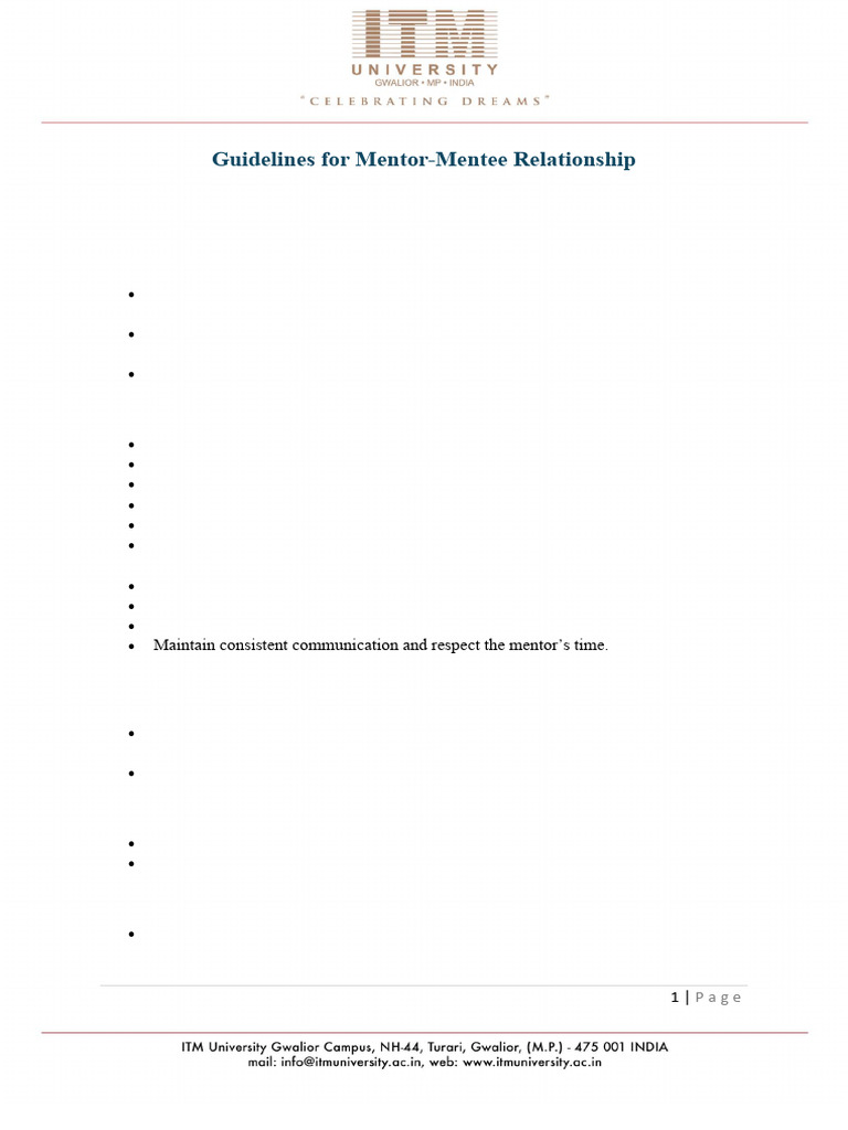 Guidelines & Formats for Mentor-Mentee Relationship | PDF | Mentorship