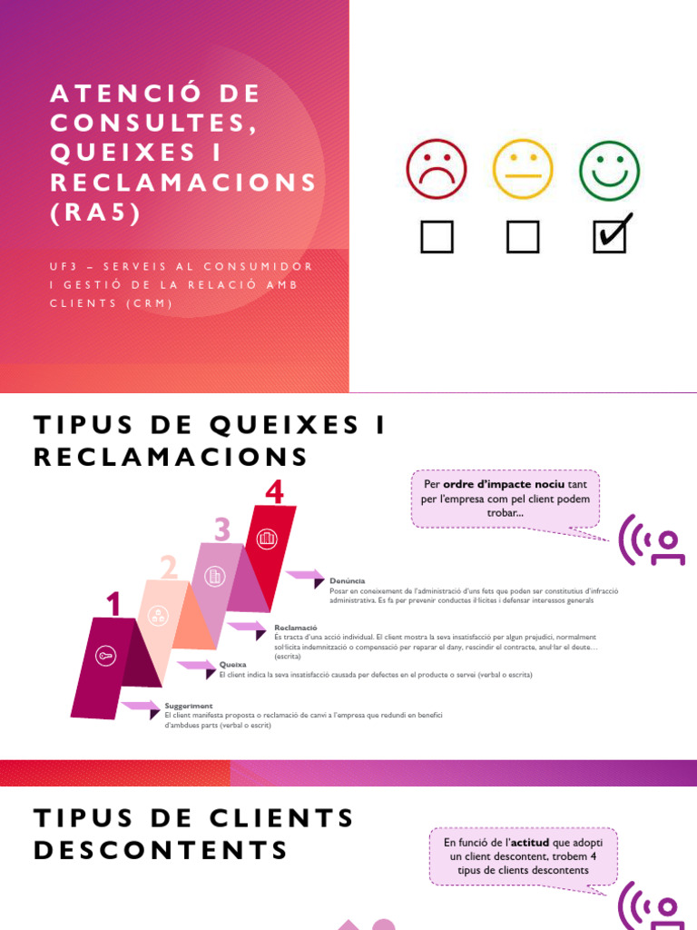 Presentació UF3 (RA5) - Gestió de Reclamacions | PDF