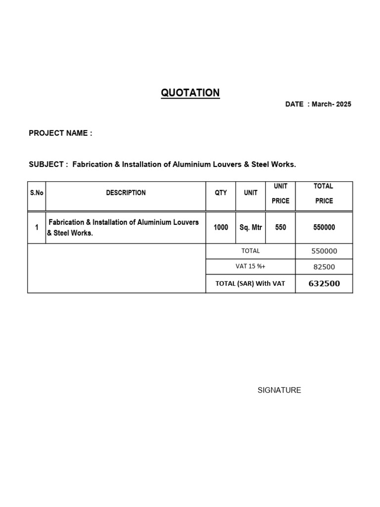 Quotation: Project Name | PDF