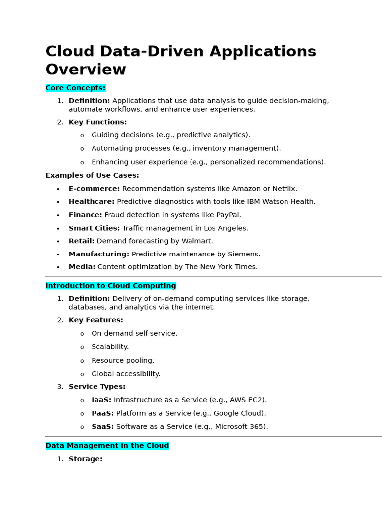 Cloud Data Chp 1 Et Chp 2 | PDF | Cloud Computing | Databases
