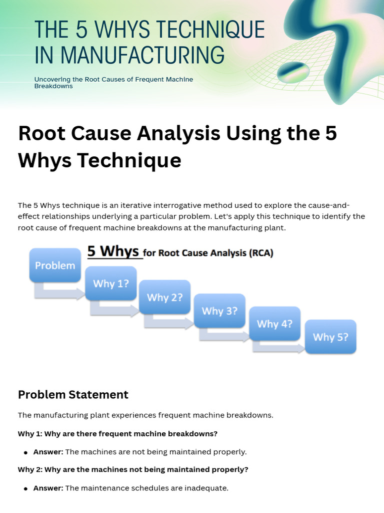 Root Cause Analysis Using The 5 Whys Technique | PDF