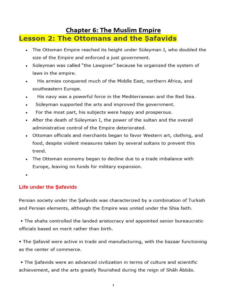 Chapter 6 The Muslim Empire L2 | PDF | Ottoman Empire | Asia