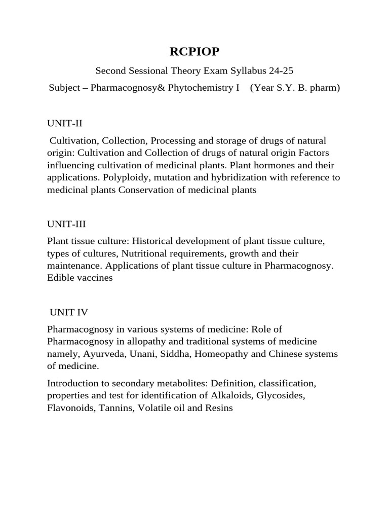 Syllabus Sescond Sessional | PDF