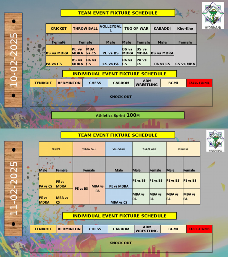2025 Sports Event Fixture Schedule | PDF