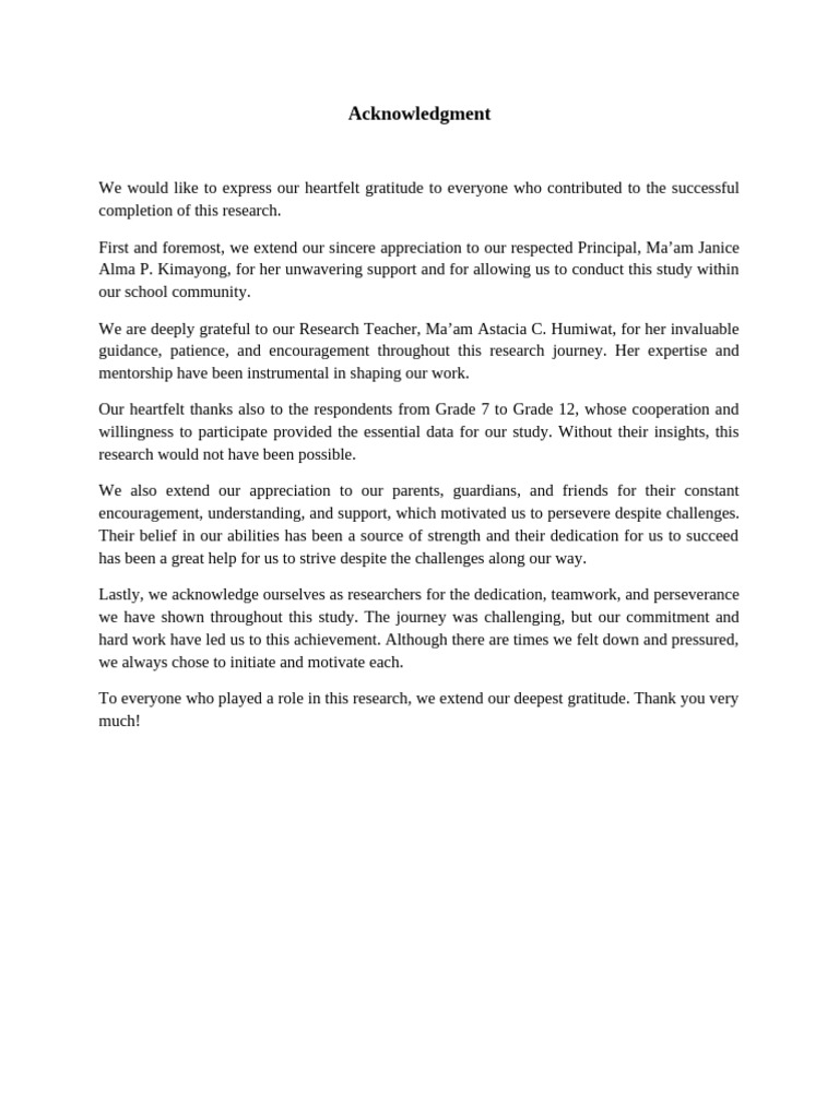 Acknowledgment WPS Office | PDF | Gratitude | Motivation